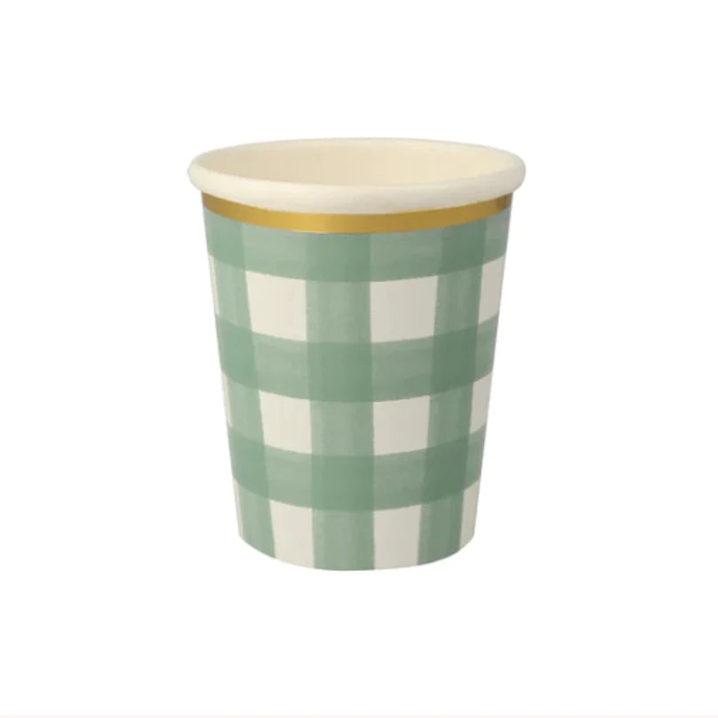 Green Gingham Cups – BAM Party and Events