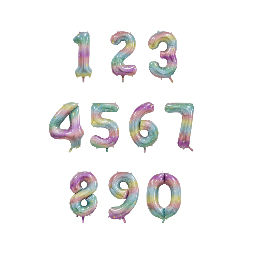 Giant Pastel Rainbow Number Balloon – BAM Party and Events